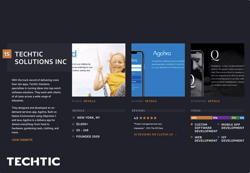 Techtic Listed on Clutch: Annual List of Top B2B Service Providers